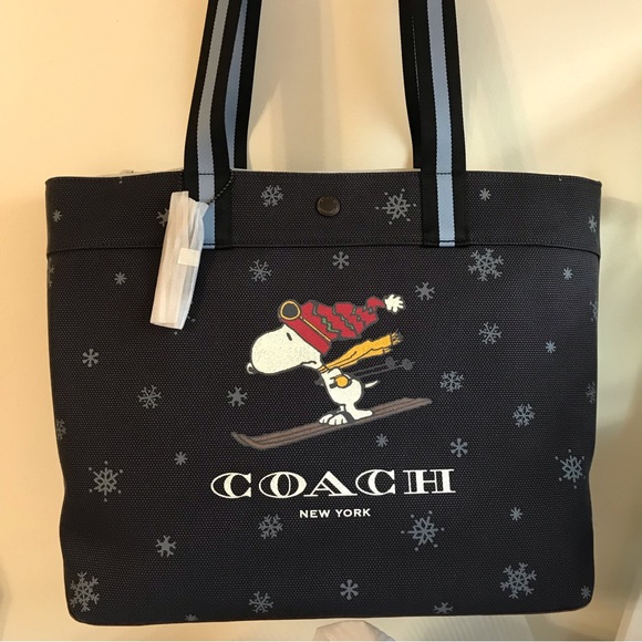 Coach | Bags | Coach X Peanuts Tote 38 With Snoopy Ski Motif | Poshmark